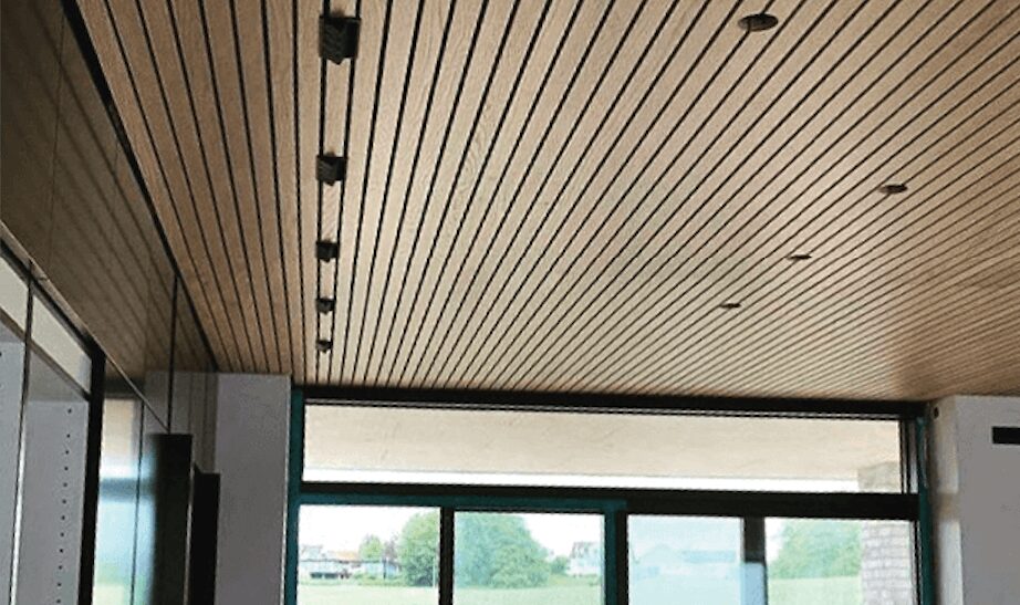 Black Exhibition Carpet for Wood Slat Ceilings